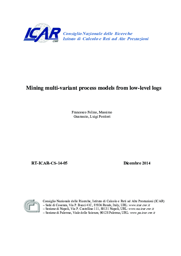 (PDF) Mining Multi-variant Process Models from Low-Level Logs