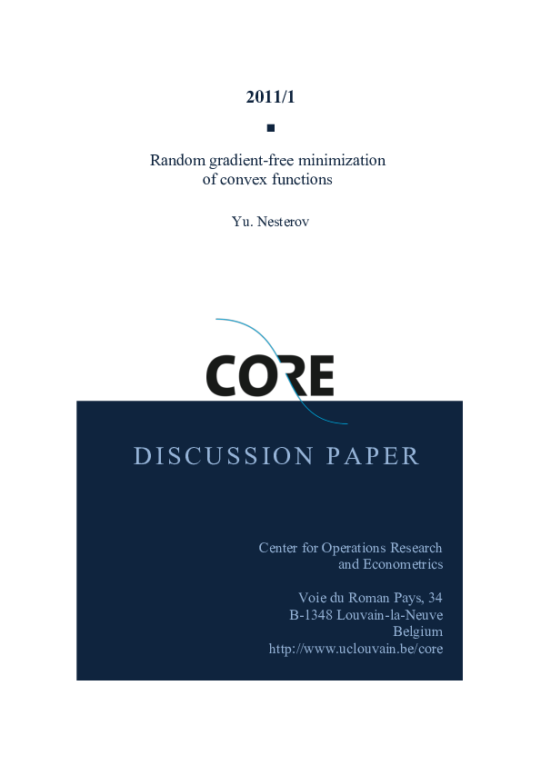 Pdf Random Gradient Free Minimization Of Convex Functions
