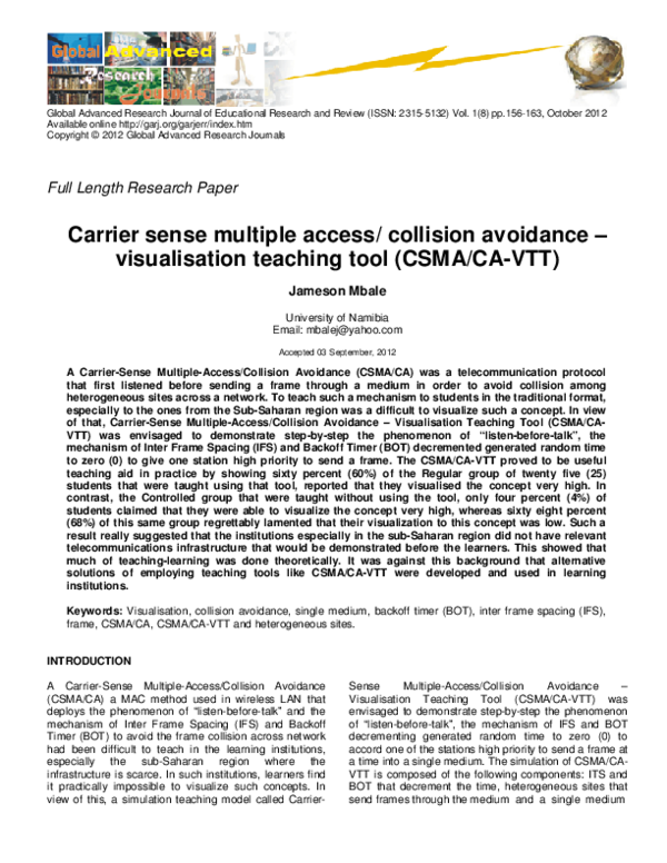 (PDF) Carrier sense multiple access/ collision avoidance ...