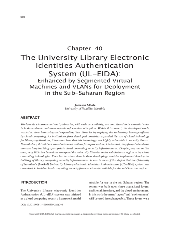 (PDF) The University Library Electronic Identities Authentication System (UL-EIDA)