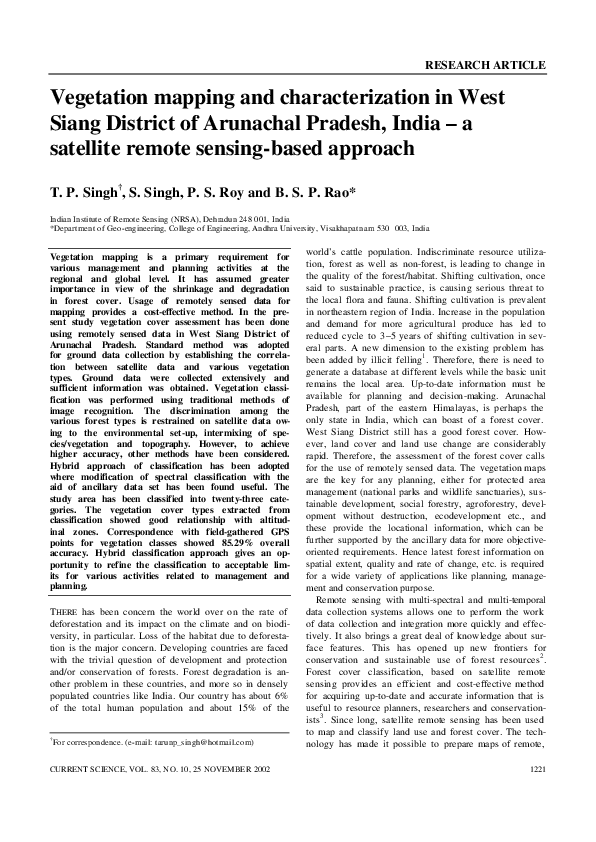 (PDF) New vegetation type map of India prepared using satellite remote ...