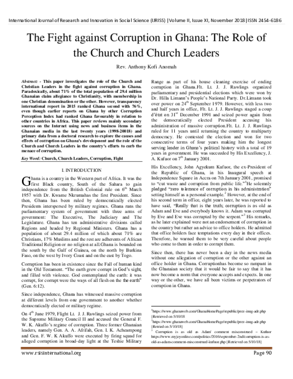 (PDF) The Fight against Corruption in Ghana: The Role of the Church and ...