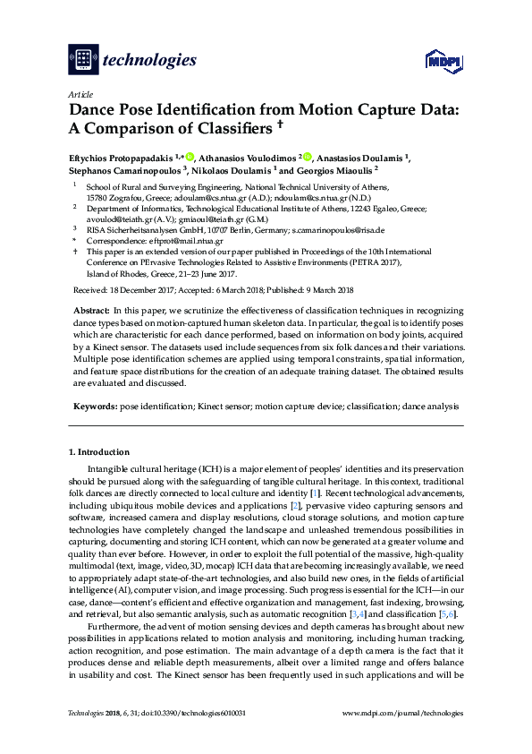(PDF) Dance Pose Identification from Motion Capture Data: A Comparison ...