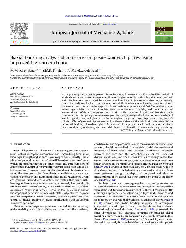 (PDF) Biaxial buckling analysis of soft-core composite sandwich plates ...