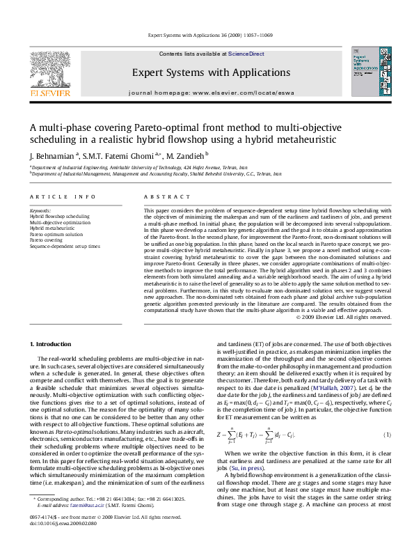 (PDF) A multi-phase covering Pareto-optimal front method to multi-objective scheduling in a ...