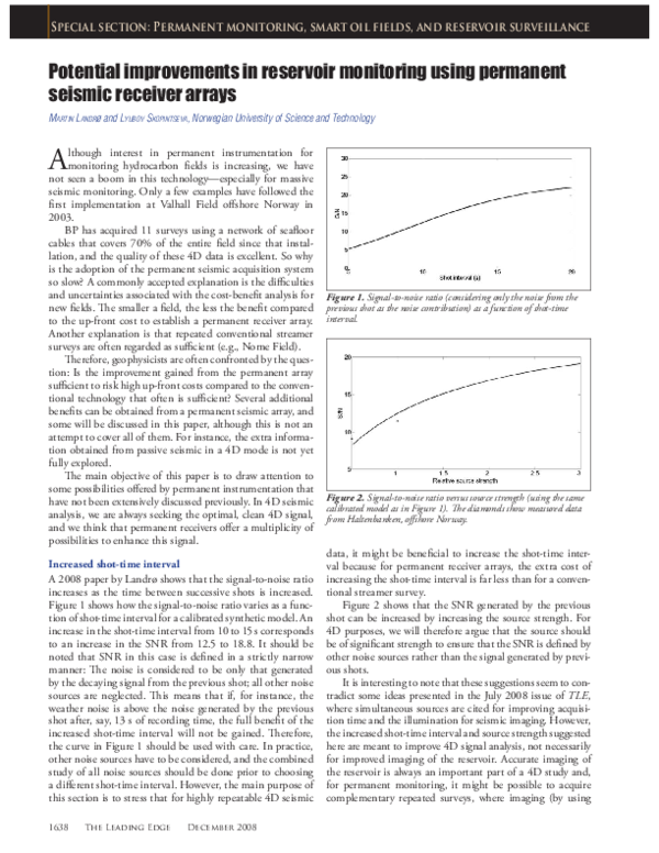 (PDF) Potential improvements in reservoir monitoring using permanent ...
