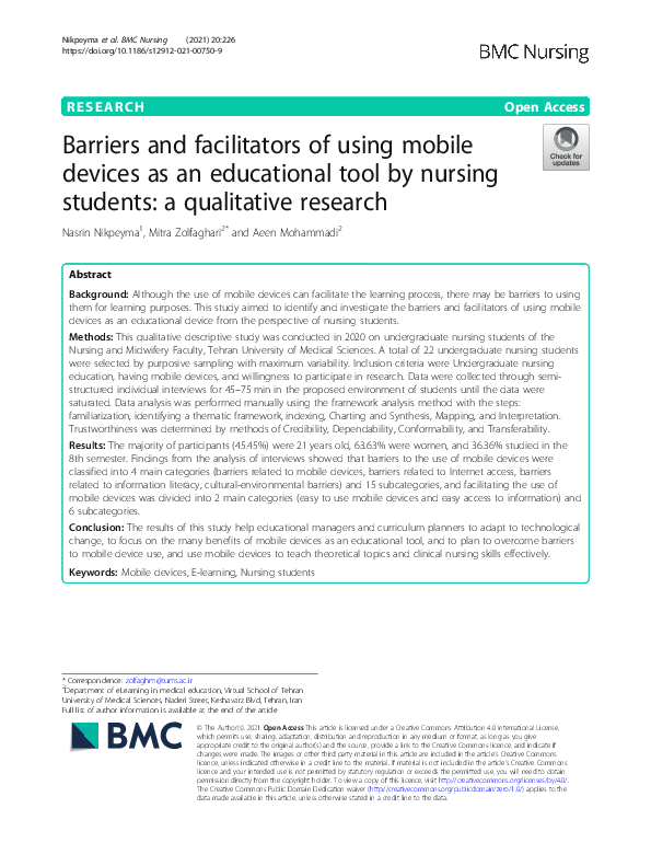 (PDF) Barriers and facilitators of using mobile devices as an ...