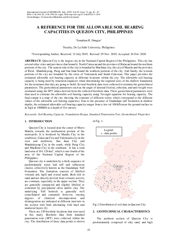 (PDF) A Reference for the Allowable Soil Bearing Capacities in Quezon ...