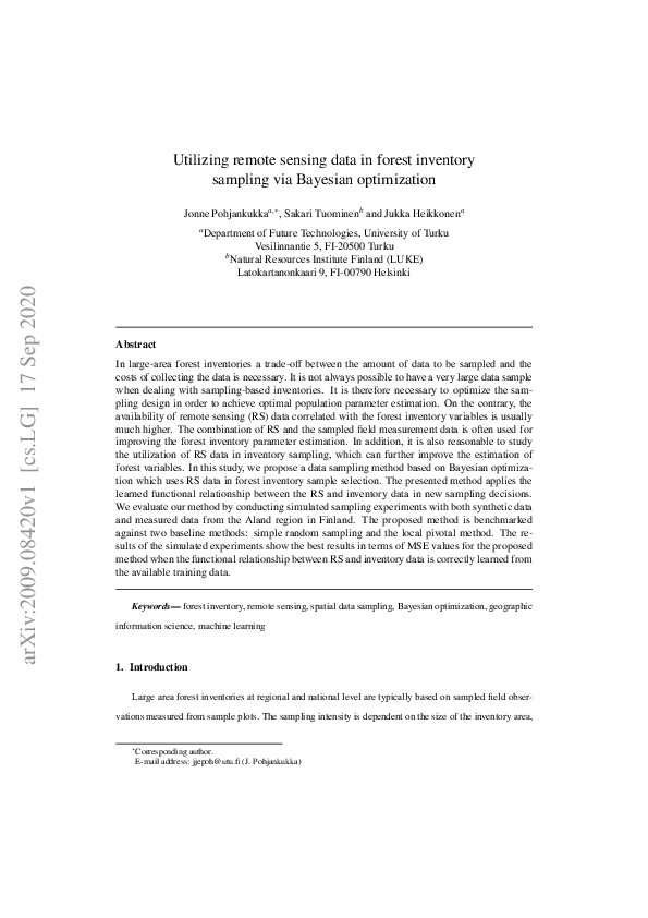 (PDF) Utilizing remote sensing data in forest inventory sampling via Bayesian optimization ...