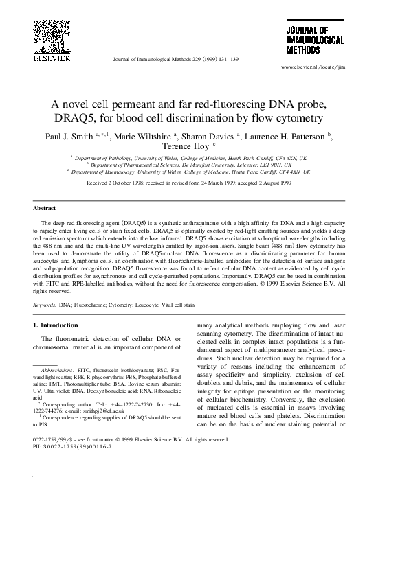 (PDF) A novel cell permeant and far red-fluorescing DNA probe, DRAQ5 ...