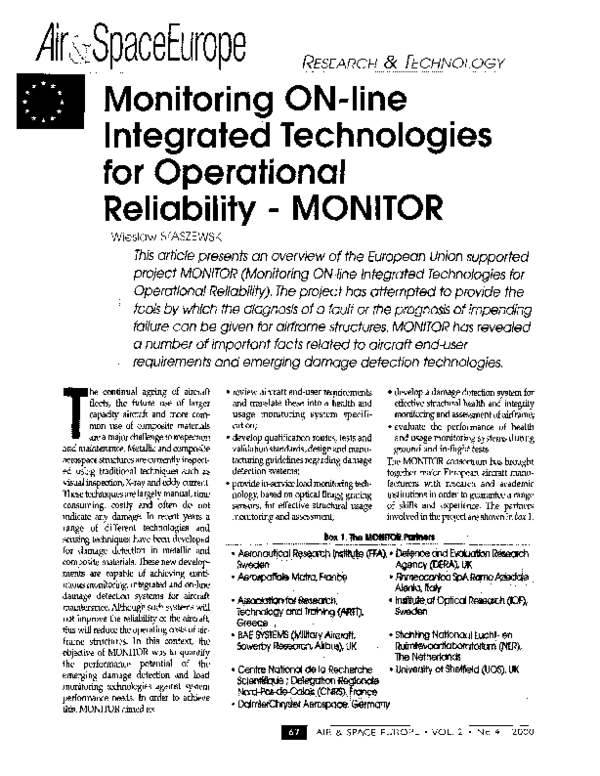 (PDF) Monitoring on-line integrated technologies for operational ...