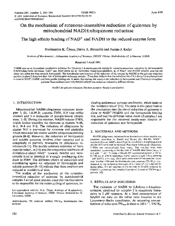 (PDF) On the mechanism of rotenone-insensitive reduction of quinones by ...