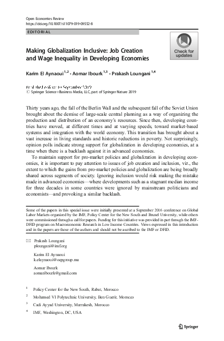 (PDF) Making Globalization Inclusive: Job Creation and Wage Inequality ...