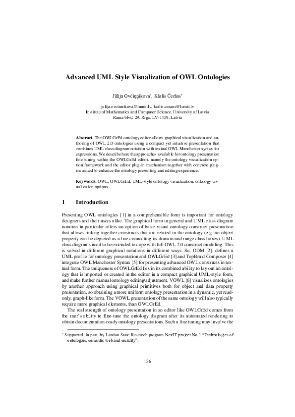 Pdf Advanced Uml Style Visualization Of Owl Ontologies Kārlis Čerāns