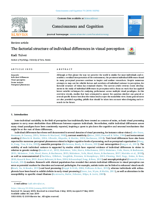 (PDF) The factorial structure of individual differences in visual ...