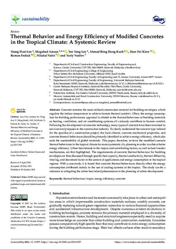 (PDF) Thermal Behavior and Energy Efficiency of Modified Concretes in ...