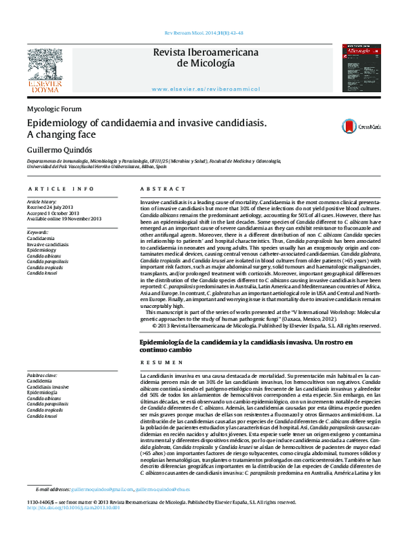 (PDF) Epidemiology of candidaemia and invasive candidiasis. A changing face