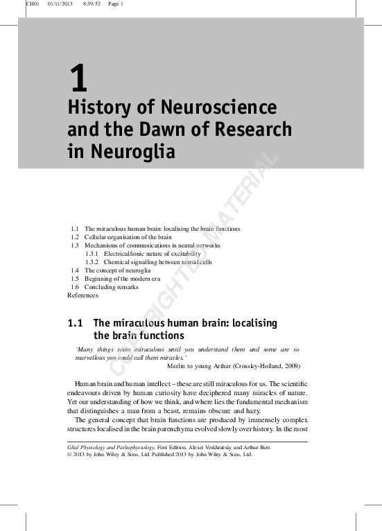 (PDF) History of Neuroscience and the Dawn of Research in Neuroglia