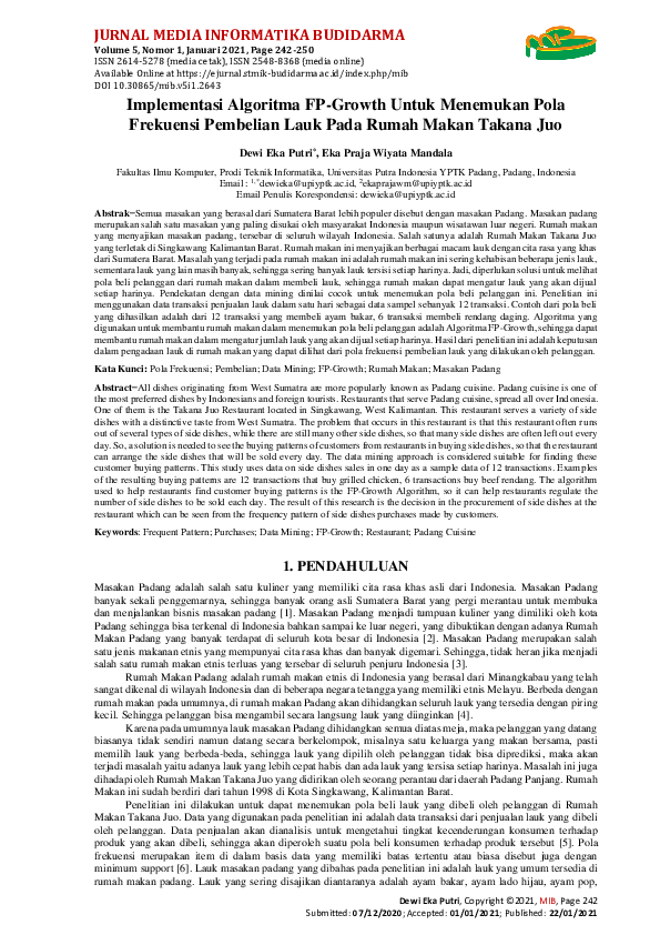 (PDF) Implementasi Algoritma FP-Growth Untuk Menemukan Pola Frekuensi Pembelian Lauk Pada Rumah ...