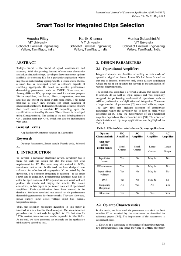 (PDF) Smart Tool for Integrated Chips Selection | Kartik Sharma ...