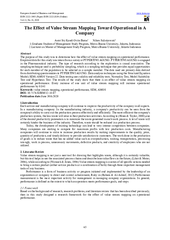 (PDF) The Effect of Value Stream Mapping Toward Operational in A Company