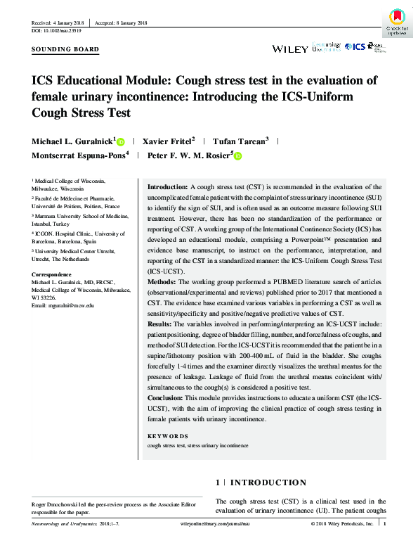 (PDF) ICS Educational Module: Cough stress test in the evaluation of ...