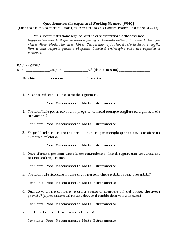 (PDF) Normative data and validation of the Italian translation of the ...