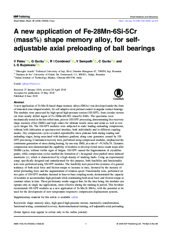 (PDF) A new application of Fe-28Mn-6Si-5Cr (mass%) shape memory alloy ...