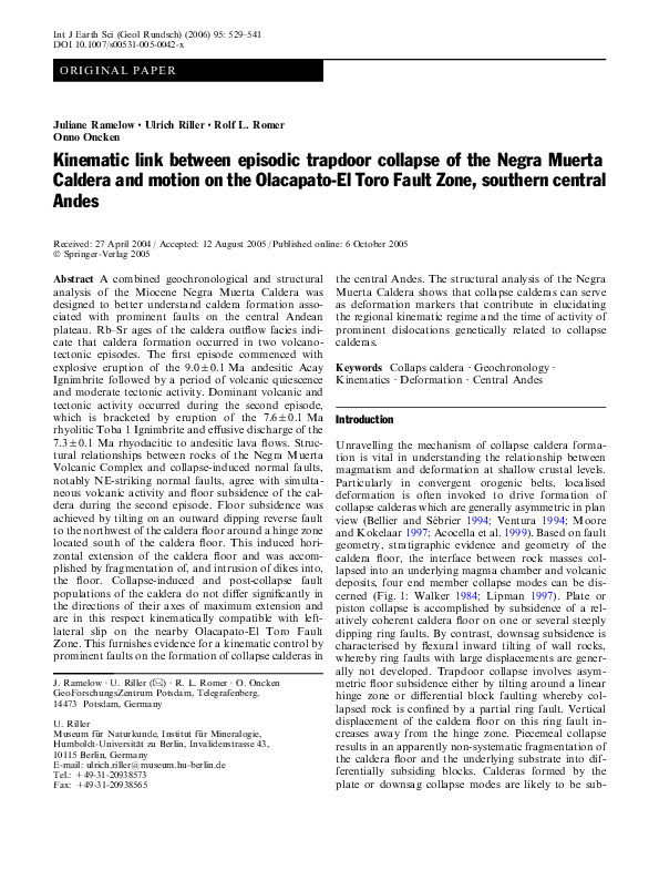 (PDF) Kinematic link between episodic trapdoor collapse of the Negra ...