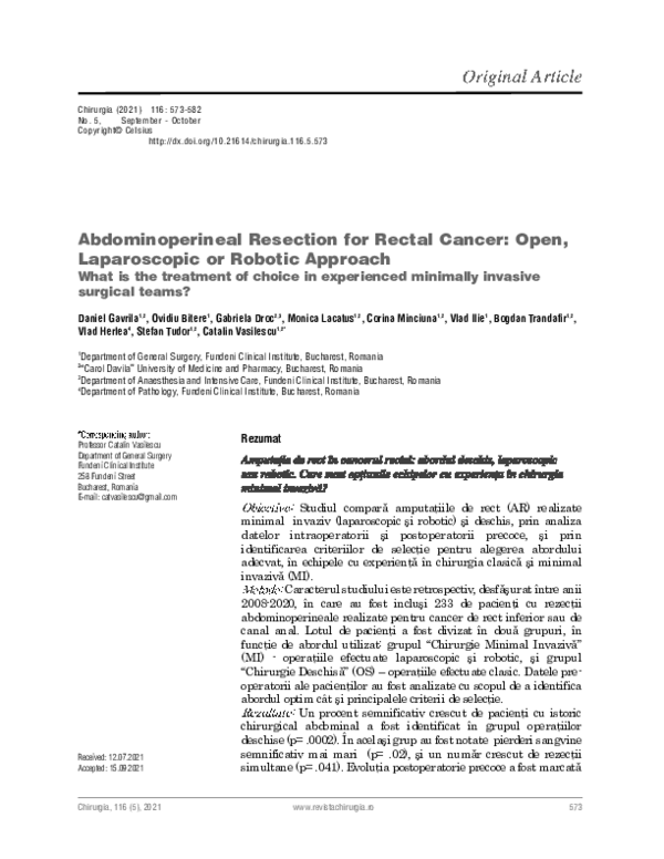 (PDF) Abdominoperineal Resection for Rectal Cancer: Open, Laparoscopic ...