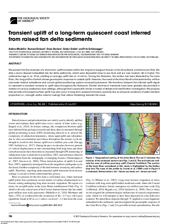 (PDF) Transient uplift of a long-term quiescent coast inferred from ...