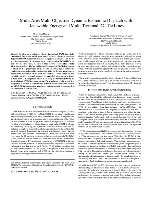 (PDF) Multi area multi objective dynamic economic dispatch with renewable energy and multi ...