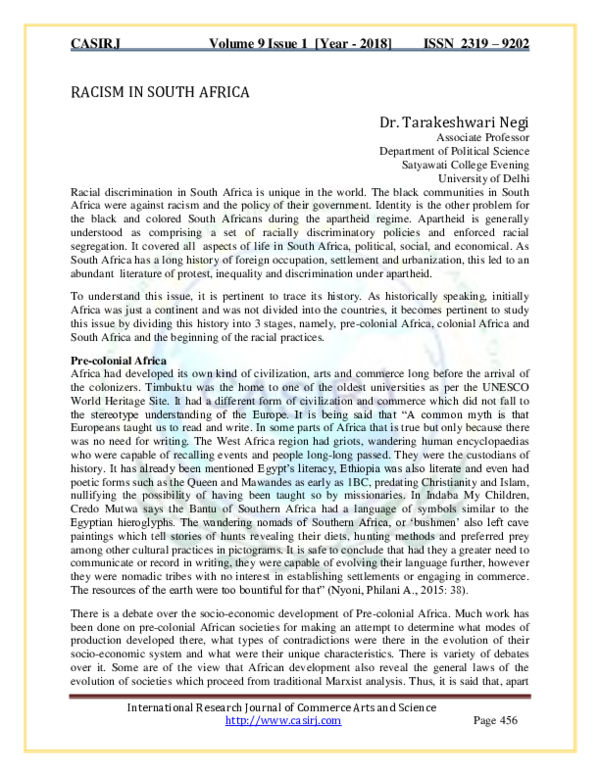 (PDF) RACISM IN SOUTH AFRICA