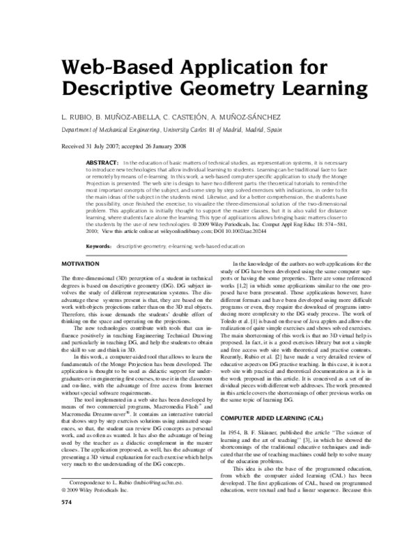 (PDF) Web-based application for descriptive geometry learning