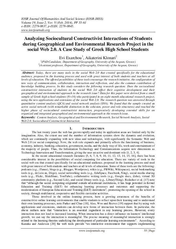 (PDF) Analyzing Sociocultural Constructivist Interactions of Students during Geographical and ...
