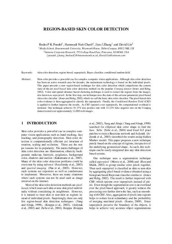 Pdf Region Based Skin Color Detection