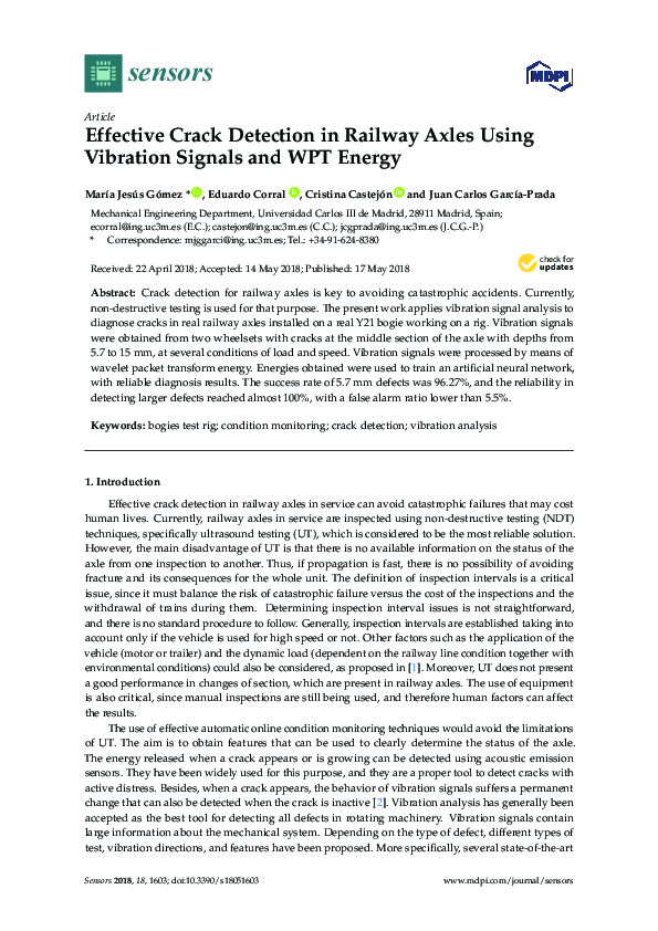 Pdf Effective Crack Detection In Railway Axles Using Vibration