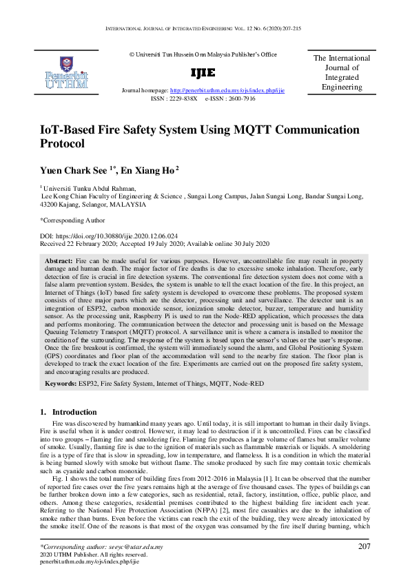 (PDF) IoT-Based Fire Safety System Using MQTT Communication Protocol