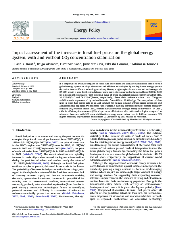 (PDF) Impact assessment of the increase in fossil fuel prices on the ...