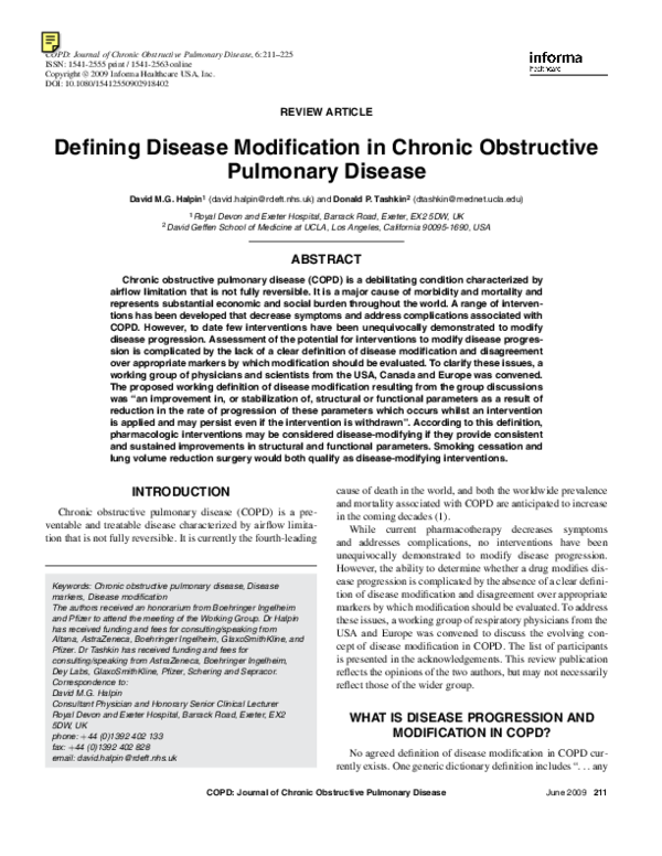 (PDF) Defining disease modification in chronic obstructive pulmonary ...