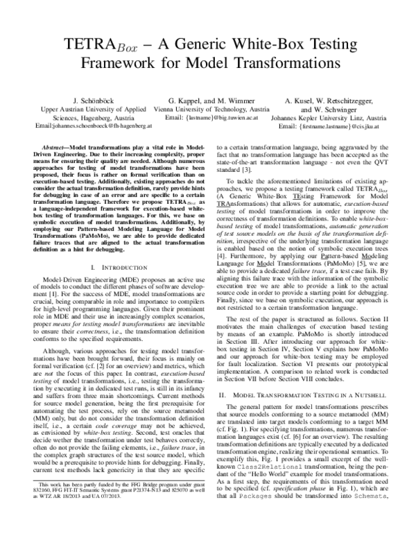 (PDF) TETRABox - A Generic White-Box Testing Framework for Model ...