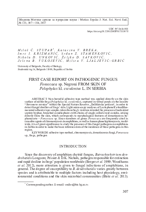 (PDF) First case report on pathogenic fungus Fonsecaea sp. Negroni from ...