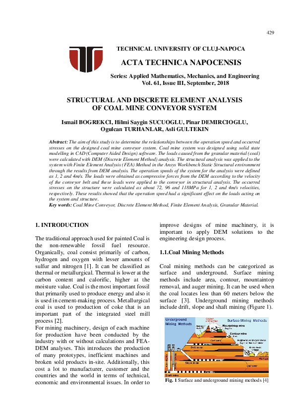 (PDF) Structural and Discrete Element Analysis of Coal Mine Conveyor System