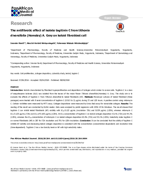 (PDF) The antifibrotic effect of isolate tagitinin C from tithonia ...