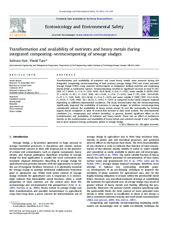 (PDF) Transformation and availability of nutrients and heavy metals ...