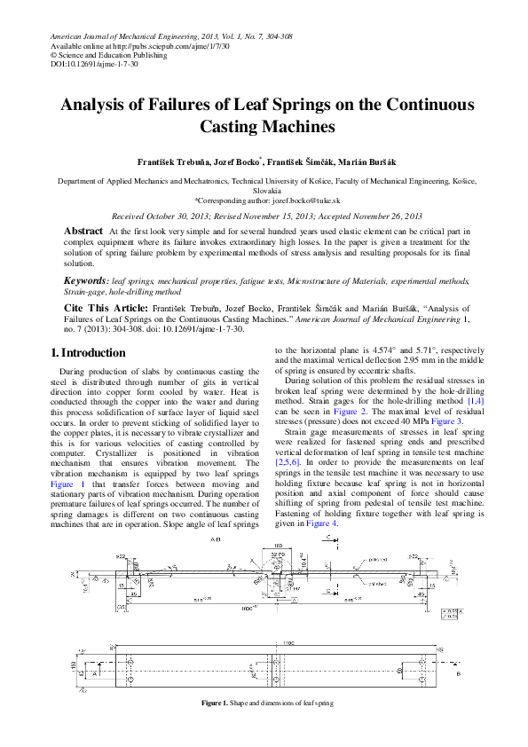 (PDF) Analysis of Failures of Leaf Springs on the Continuous Casting ...