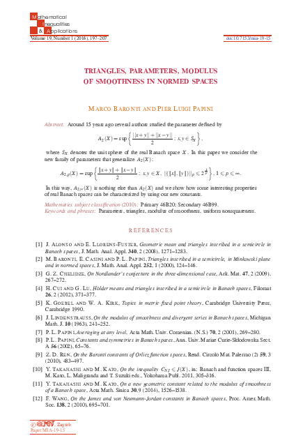 Pdf Triangles Parameters Modulus Of Smoothness In Normed Spaces
