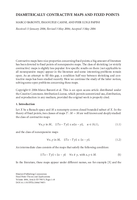 (PDF) Diametrically contractive maps and fixed points