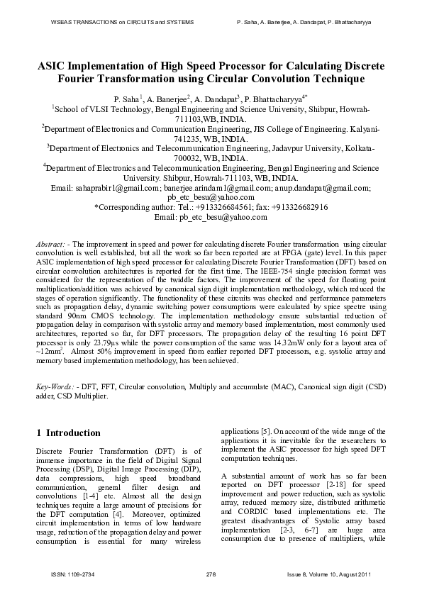 Pdf Asic Implementation Of High Speed Processor For Calculating