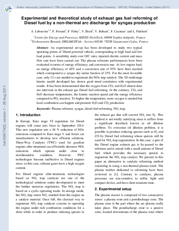 (PDF) Experimental and theoretical study of exhaust gas fuel reforming ...